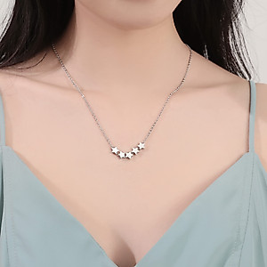 MADAOGO 50th Birthday Gifts for Women, Sterling Silver Five Star Necklace, Dainty Star Necklace, 6 mm Star Beads, 1973 Birthday Jewelry Gift Ideas