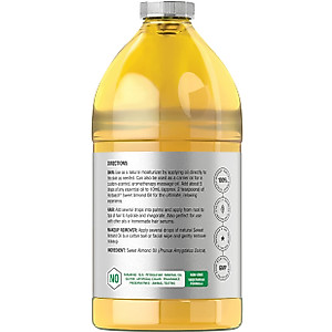 Horbäach Sweet Almond Oil 64 fl oz | for Hair and Skin | Cold Pressed & Hexane Free | Bulk Size Carrier Oil | Vegan, Non-GMO, Cruelty Free