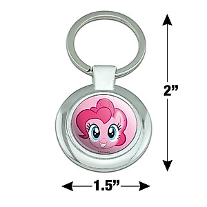 GRAPHICS & MORE My Little Pony Pinkie Pie Face Keychain Classy Round Chrome Plated Metal