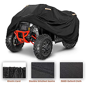 ATV Cover Universal, Kemimoto Upgraded Four Wheeler Cover Waterproof Heavy Duty Quad Cover Compatible with Polaris Sportsman 450 570 Foreman Can-am Outlander Rancher Fourtrax, 94'' X 48'' X 48''
