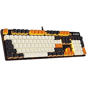 Mechanical Gaming Keyboard, Wired Backlit Keyboard with Blue Switches, Customizable RGB Lighting, Ergonomic Standard Keyboard for Desktop, Computer, PC (104 Keys)