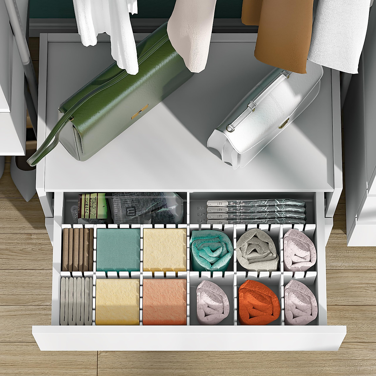 furtble Stackable 2 Drawer Dresser, Small Dressers for Closet, Wood Storage Cabinet for Hallway Bedroom Entryway, Nightstand Sofa Beside Table Drawer Chest, 23.6 in, White