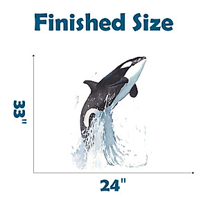 RoyoLam Killer Whale Jumping out of the Water Wall Decal Nursery Orca Sea Animal Wall Sticker Removable Peel and Stick Waterproof Wall Art Decor Stickers for Kids Baby Classroom Preschool Living Room