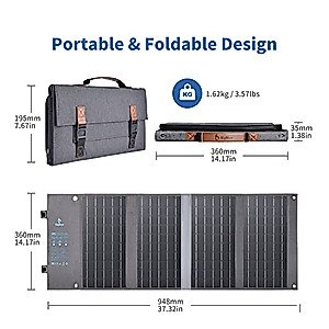 36W Solar Panels, BigBlue Foldable Solar Charger with DC(20V/1.8A), PD 20W USB-C and Fast Charge USB-A, IP54 Waterproof, Compatible with iPhone,Google,Samsung Cellphones, iPad, Small Power Station