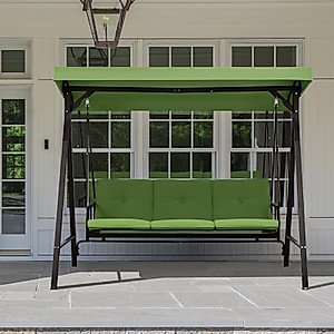 BPS 3-Person Patio Porch Swing Chair, Outdoor Patio Swing Hammock with Adjustable,Backrest and Canopy for Patio, Garden, Poolside, Balcony - Green