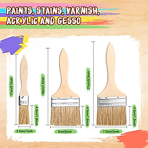 Skylety 120 Pcs Chip Paint Brushes Bulk 1/2/3 Inch Various Size Paint Brushes Household Bristle Paintbrushes Disposable Stain Brushes for Painting, Glue, Varnish, Oil, Stain, Art Crafts Furniture Deck