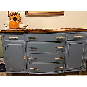 foxwake Wood and Silver Cabinet Handles 5inch Hole to Hole, 8Pack Modern Metal Drawer Pulls Mid Century Kitchen Cabinet Hardware, Center to Center Dresser Hardware Pulls and Knob