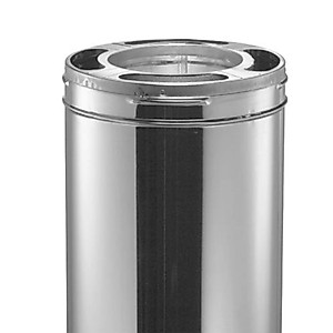 DuraVent DuraPlus 36 x 6 Inch Galvanized Stainless Steel Triple Wall Wood Burning Stove Pipe Connector for Ventilation with Twist Lock, Silver