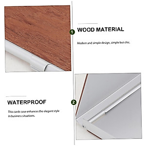 Cabilock 1pc Solid Wood Storage Box Pocket Business Holder Business Wallet Visiting Holder Slim Business Personalized Holder Credit Men Purse Car Organizer Man Stainless Steel Card Metal