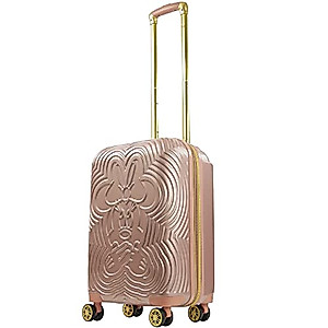 FUL Disney Minnie Mouse 21 Inch Rolling Luggage, Molded Hardshell Carry On Suitcase with Wheels, Rose Gold (FCFL0104-661)