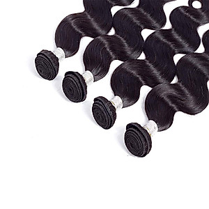 Vonar Hair 8A Brazilian Body Wave Bundles 14 16 18 20inches Human Hair Weave Unprocessed Body Wave Human Hair Bundles Brazilian Body Wave Virgin Hair Extensions Natural Color