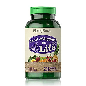 Piping Rock Fruits and Veggies Supplement | 250 Capsules | Superfood Fruit and Vegetables Vitamins | Vegetarian, Non-GMO, Gluten Free