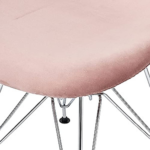 CangLong Mid Century Velvet Upholstered Dining Chair with Metal Legs Set of 1, Pink