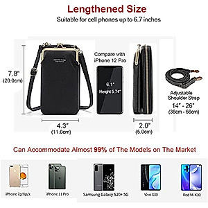 Small Crossbody Phone Bag for Women Cell Phone Purse Wallet Kiss Lock Cute Shoulder Bag with Credit Card Slots (black-1)
