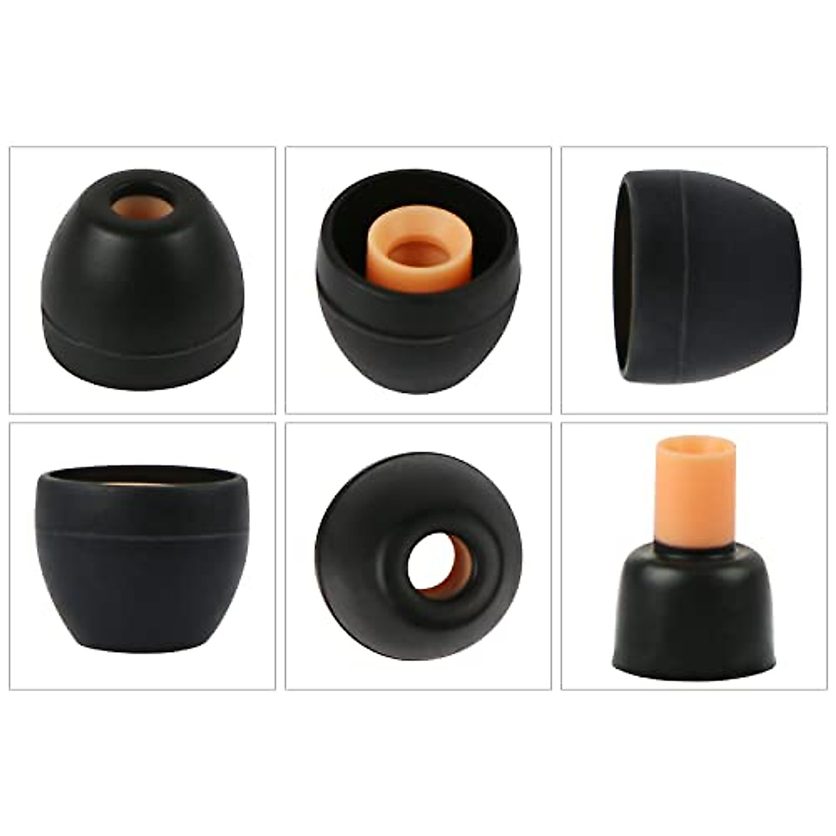 Rieyuf 3 Pairs Replacement Ear Tips Earbuds Eartips Ear Cap Ear Bud Tip Compatible for Sony WF-1000XM4,Powerbeats Pro, BeatsX & Other Inner Hole 3.8mm-4.2mm Earbud in-Ear Headphones, Black (Small)