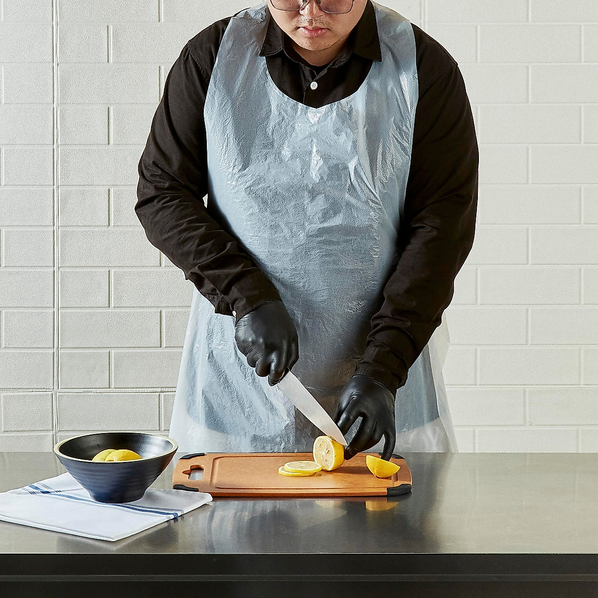 Clean Tek White Plastic Disposable Apron - 42" x 27 1/2" - 100 count box - Restaurantware