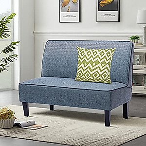 Aklaus Small Loveseat for Small Space,Armless Loveseat,Dining Bench with Back,Upholstered Dining Bench Banquettes Loveseat for Living Room, Prints