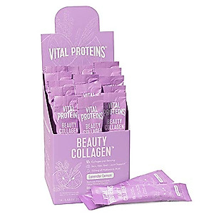 Vital Proteins Beauty Collagen Peptides Powder Supplement for Women, 120mg of Hyaluronic Acid - Enhance Skin Elasticity & Hydration, 12g of Collagen Per Serving, Lavender Lemon - Stick Packs 14ct