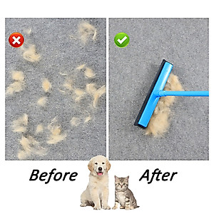 Indigopetco Pet Hair Removal Broom, Pet Hair Removal Tool, Multi-Surface Squeegee Rubber Broom, Rubber Broom Pet Hair Remover, Extendable Pet Hair Remover Broom for Carpet, Mats,Couch (Red)