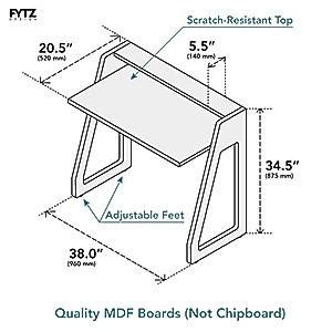 Fytz Design Computer Desk for Bedroom, Office & Small Spaces - Writing Desk Ideal for Students, Kids, Adults - Modern Design Compact Desk with Display Shelf