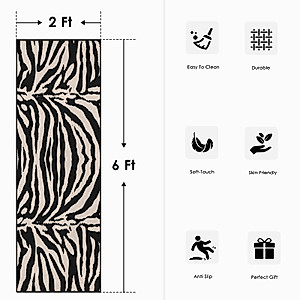 Bribay Runner Rug, Washable and Non-Slip 2'x6' Zebra African Tiger Brown Blue Orange Hallway Kitchen Area Rug, Indoor Entryway Door Mat, Floor Mat Carpet for Bedroom, Bathroom, Laundry, Living Room