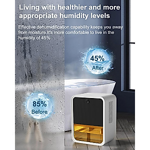 Dehumidifier, AILINKE Dehumidifiers for Bedroom 70oz, 500 sq.ft, Small Dehumidifier for Bathroom, Living Room with Auto Shut Off, Timer, Quiet Dehumidifier for Room, 7 Colors LED Light, White