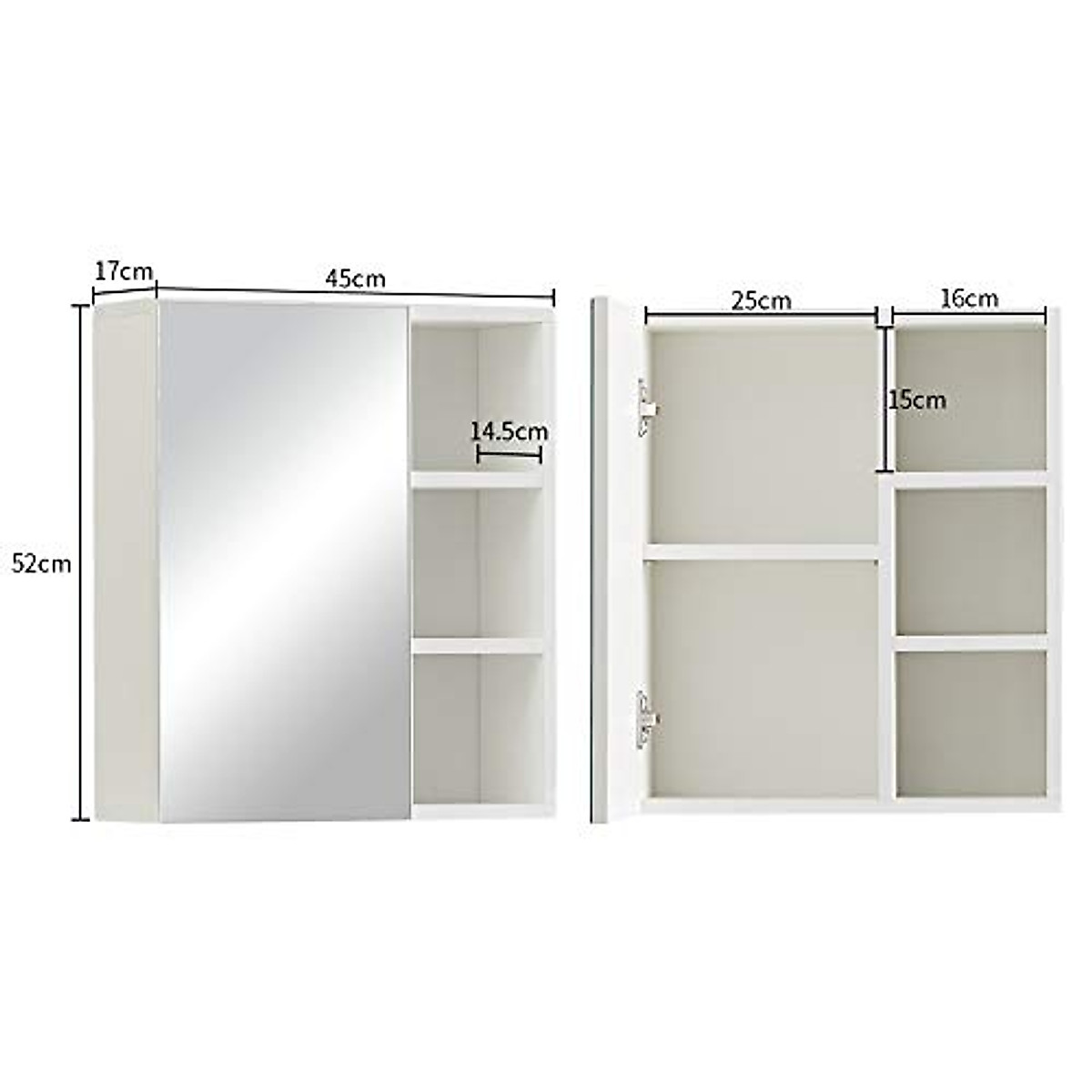 OFCASA 1 Door Bathroom Mirror Cabinet Wall Mounted Bathroom Cabinet with Adjustable Storage Shelf Medicine Cabinet for Bathroom Shower Room(White)