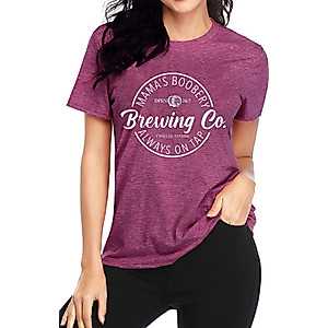 Mama's Boobery Always on Tap Shirt for Women Funny Letter Print Breastfeeding Tee Tops Humor Mother's Day Shirt Gift (M, Purple)
