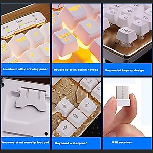 Backlit Keyboard,Wireless Fast-Charging Keyboard Suspended Keycap Illuminated Mechanical Feel Gaming Keyboard 104 Keys for Laptop Desktop PC (White)
