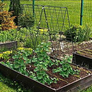 AGTEK 34" x 48" Foldable Cucumber Trellis with Garden Stakes and Zip Ties Plant Support A Frame Metal Trellis for Climbing Plants, Cucumber, Vegetable, Flowers