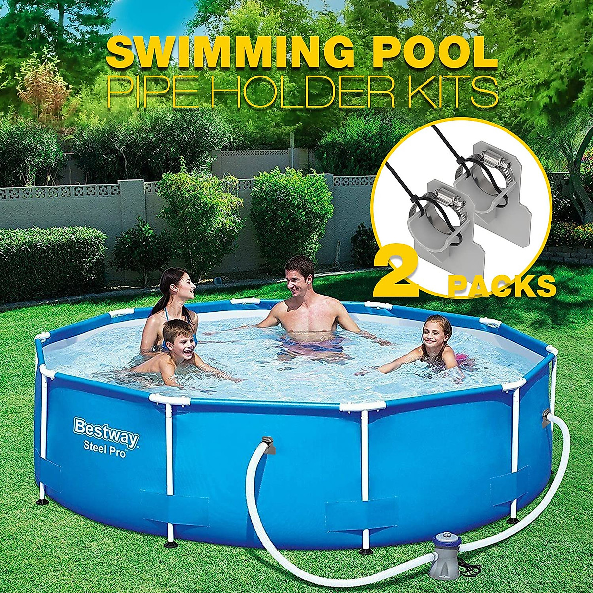 2PCS Swimming Pool Pipe Holders,Above Ground Pool Accessories,Pool Accessories,Pool Hoses for Above Ground Pools,Designed to Fit On Intex Pools,Preventing Pipes Sagging Accessory(Grey)