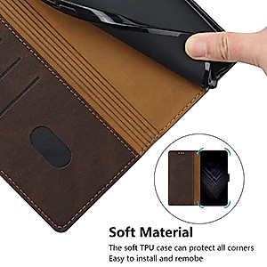 XBS-Better Case for Samsung Galaxy S9 Plus/S9+, Business Splicing Leather Magnetic Credit Card Holder Kickstand Wallet Cover Case for Samsung Galaxy S9 Plus/S9+-Brown