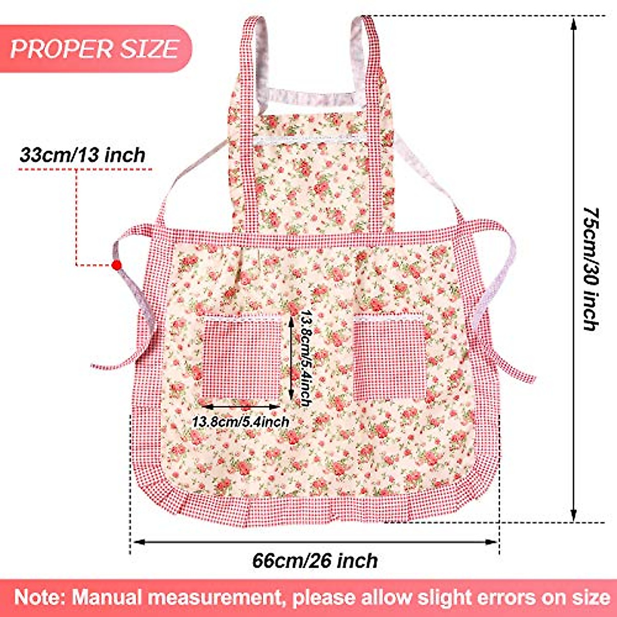 Syhood 3 Pieces Kitchen Floral Aprons Soft Flower Aprons Women Chef Aprons Adjustable Cooking Aprons with Pockets for Kitchen Cooking Baking Gardening Household Cleaning Supplies, 3 Colors