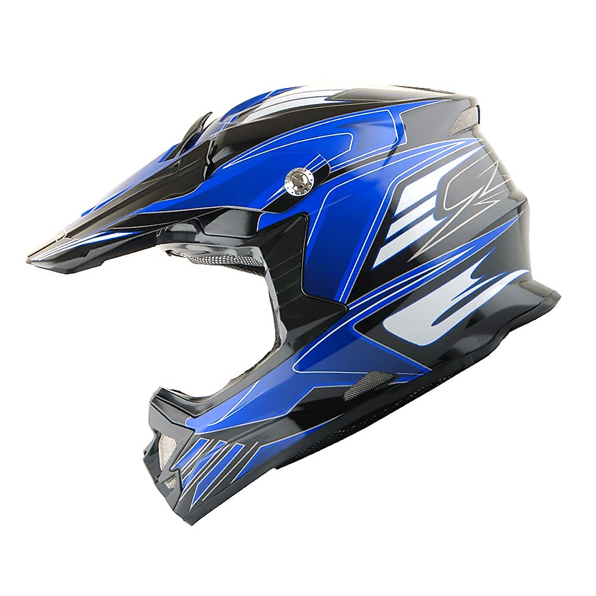 1Storm Adult Motocross Helmet BMX MX ATV Dirt Bike Downhill Mountain Bike Helmet Flying Style H819-5 + Motorcycle Bluetooth Headset: Flying Blue