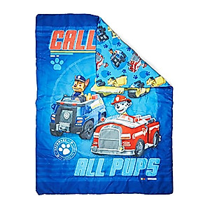 Paw Patrol Calling All Pups 4 Piece Toddler Bedding Set - Includes Quilted Comforter, Fitted Sheet, Top Sheet, and Pillow Case for Boys Bed, Blue