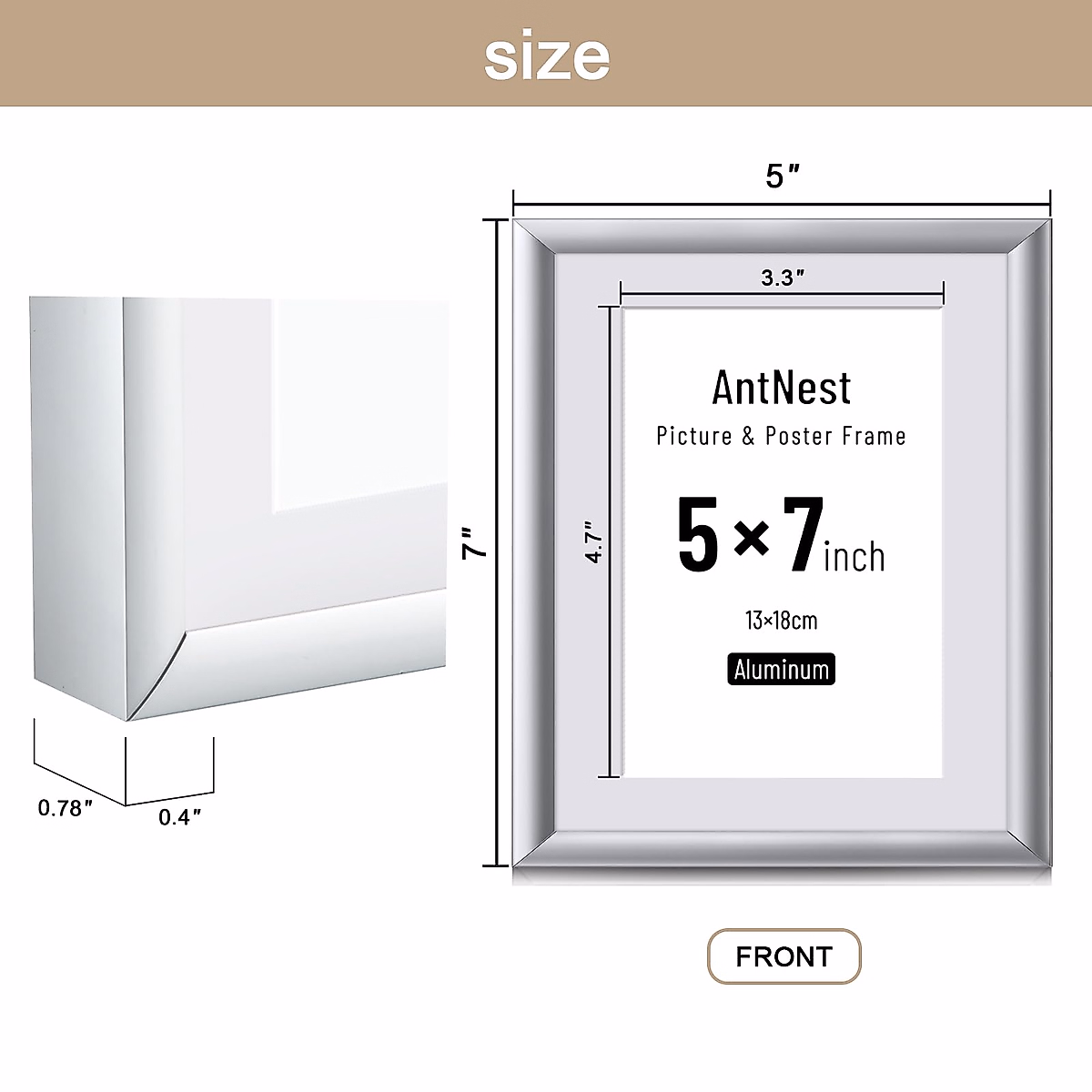 2 Pack 5x7 Silver Metal Picture Frame, Aluminum Photo Frames for Wall or Tabletop Display and Wall Mounting, Pictures Photo Frame Great for Weddings, Graduations, Events, Home Decoration, Office