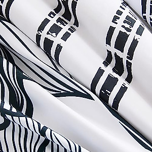 WRENSONGE Queen Comforter Set, 7 Pieces Black and White Floral Comforter Set with Sheets for Queen Size Bed, Flower Pattern Queen Bedding Set, Soft Lightweight Breathable Bed in a Bag for All Seasons