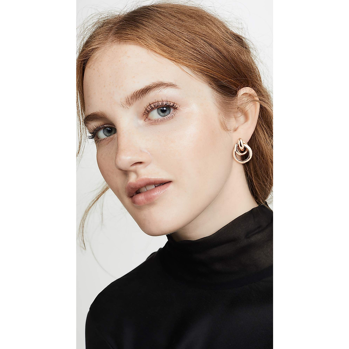 Kenneth Jay Lane Polished Gold Doorknocker Pierced Earrings