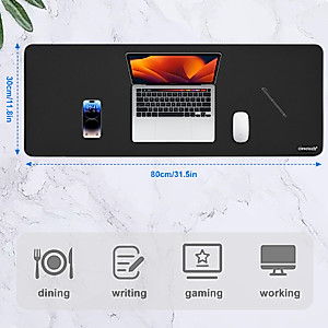 cimetech Gaming Mouse Pad XXL Comfortable Superfine Fiber Desktop Extended Large Mouse Pad Waterproof Keyboard Mat with Non-Slip Base, Smooth Surface for Computer and Desk (25.3✖12.4✖0.04inches)-Black