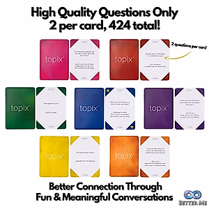 TOPIX - 424 Conversation Starters, Family Dinner Conversation Cards & Date Night Ice Breaker Topics. Uncommon Questions Stimulate Reflection for Married Couple or Old Friends, Recall Our Best Moments