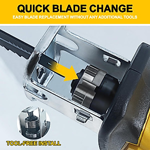 Cordless Reciprocating Saw for DeWalt 20V Battery, Brushless Power Recipro Saw, 0-3500SPM Variable Speed, Tool-free Blade Change, 4 Saw Blades Kit for Wood/Metal/PVC Cutting, Bare Tool