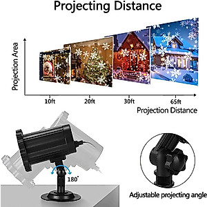 Christmas Projector Lights Outdoor, Indoor Christmas Decorations Snowfall LED Light Projectors with Waterproof White Snowflake for Xmas，Holiday, Home，Party，Garden and Patio Decoration
