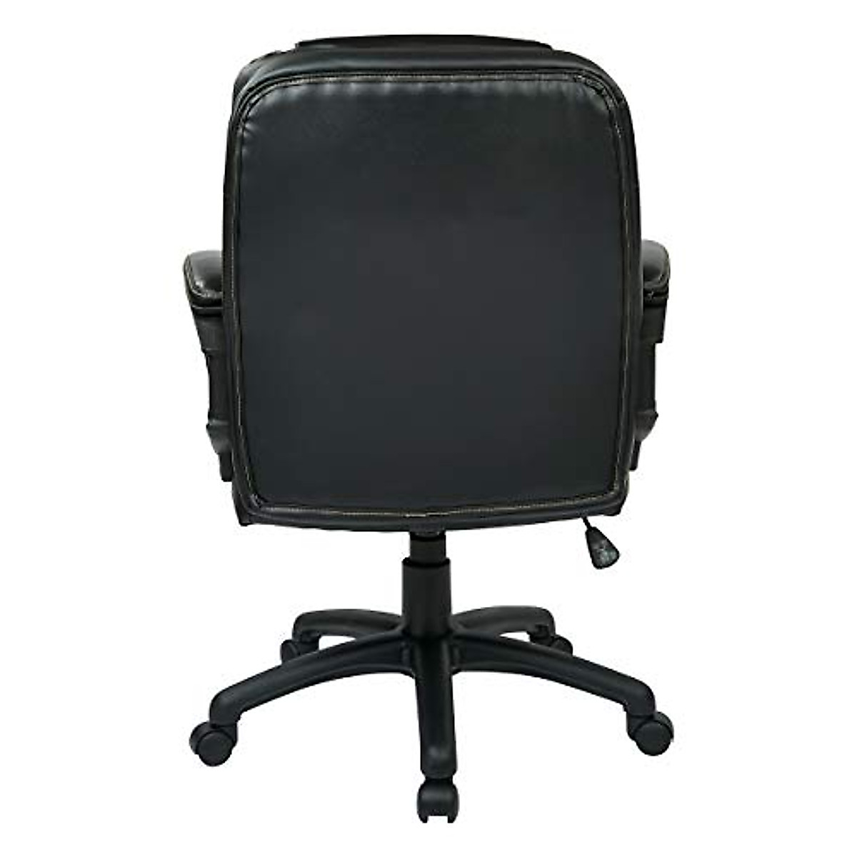 Office Star FL Series Faux Leather Manager's Adjustable Office Chair with Lumbar Support and Padded Arms, Black