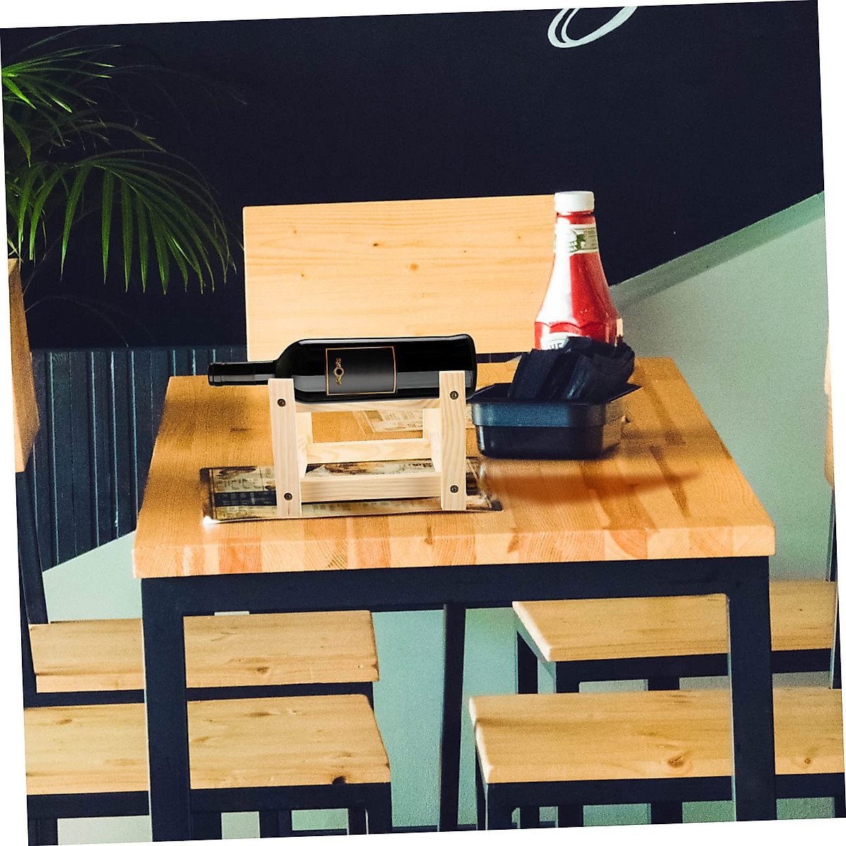 Homoyoyo Wooden Wine Bottle Rack Wood Wine Bottle Rack Wine Holder Freestanding Bottle Holder Wood Wine Rack Tabletop Wine Table Top Display Stand Solid Wood Storage Rack