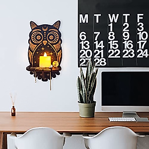 FROATS Wooden Snake Shelf for Crystals - Black Shelfs with LED Candle Rustic Boho Shelfs - Wooden Hanging Floating Shelves for Crystal Holder, Yoga, Collectibles, Spiritual Decor