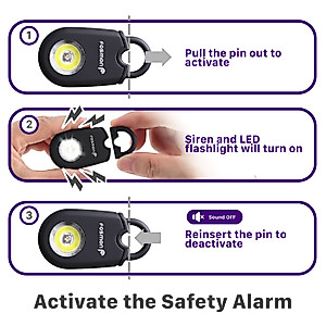 Fosmon Personal Alarm for Women (2-Pack), Self Defense Protection Keychain Safety Sound Siren 125DB with Strobe Light LED Flashlight Carabiner, SOS Emergency Security Alert Device for Kids Elderly Men