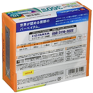 Verbatim VBR260YP10V1 Verbatim Single Recording Blu-ray Disc BD-R DL, 50 GB, 10 Pieces, White Printerable, Double Layer on One Side, 1-4x Speed