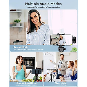 KUKIHO 2 Pack Wireless Lavalier Microphone for iPhone iPad and Android Phone, Lapel Mic Plug and Play Wireless Mic Noise Reduction Microphone for Video Recording Interview Podcast Vlog YouTube Tiktok
