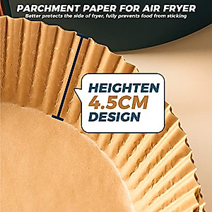 120PCS 8-9.8 Inch Air Fryer Liners, XL Air Fryer Disposable Paper Liner, Lagre Air Fryer Parchment Paper Liners Non-stick, Food Grade Baking Paper for Air Fryer Accessories Oven Microwave