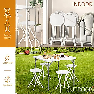 VINGLI Plastic Folding Stools Chair for Sitting, Heavy Duty Metal Frame HDPE Top Lightweight Portable Round Seats for Indoor Outdoor Camping Use, White, Set of 4